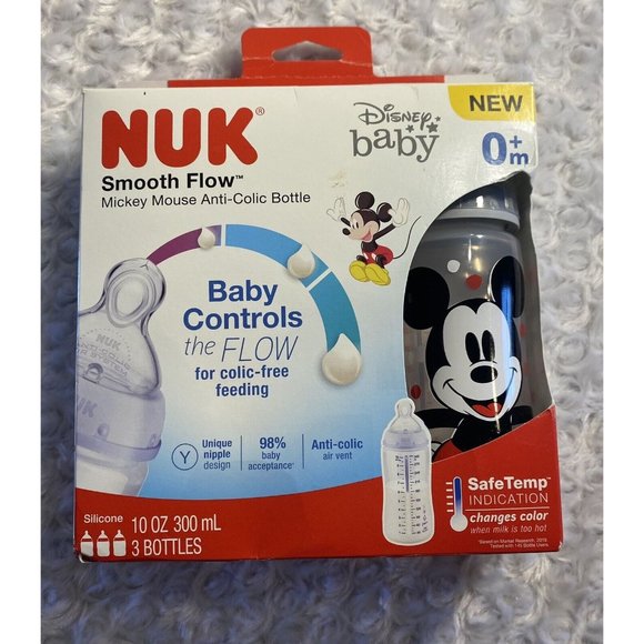 Nuk | Other | Nuk Smooth Flow Anti Colic Baby Bottles Mickey Mouse Oz 3 ...